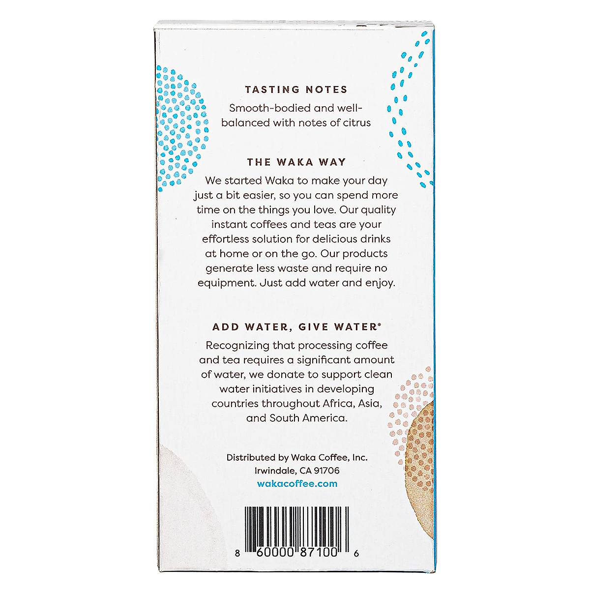 Waka Premium Instant Coffee Medium Roast, 8 Single Serve Packets in a Recyclable Box, 100% Arabica Beans, Freeze Dried Granules, For Hot or Iced Coffee