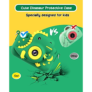 Kids Camera, Dinosaur Toddler Digital Camera for Ages 3-12 Boys Girls Childrens, Christmas Birthday Gifts, Selfie 1080P HD Video Camera for 3 4 5 6 7 8 9 Years Old Boys Girls Toys Gifts