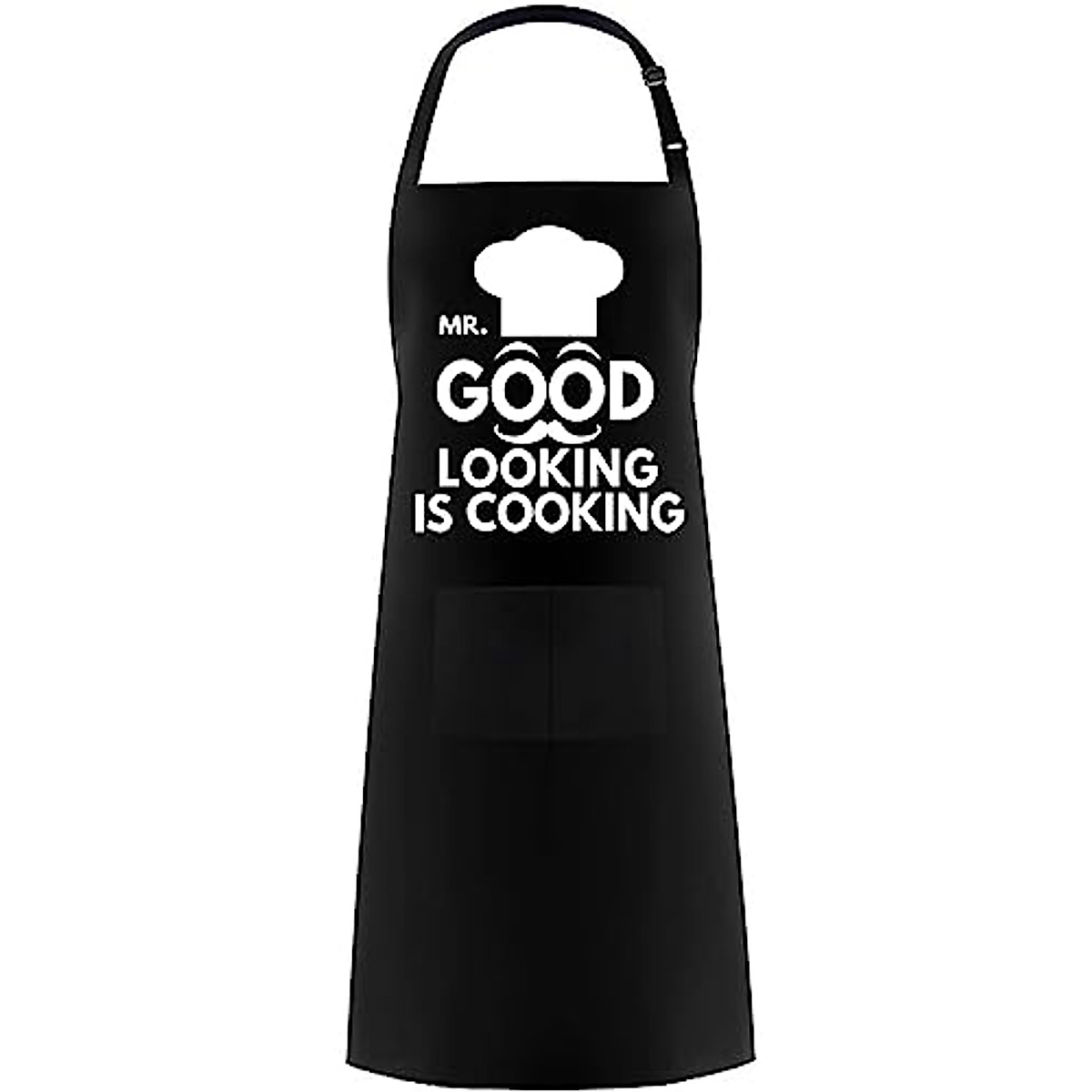 Hyzrz Funny Aprons for Men, Women -Mr. Good Looking is Cooking- Gifts for Fathers Day, Mothers Day, Birthday - Cooking Grilling BBQ Chef Apron (Black)