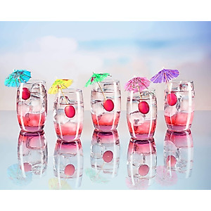 Burns Glass Colored Drinking Glasses Set of 4-13 oz Clear Stemless Water Wine Glasses with Colored Bottom, Italian-Style Multi-Purpose Glassware, Her/Him Wedding Birthday Christmas Gifts, Lavender