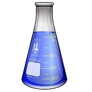 1000ml Narrow Mouth Erlenmeyer Flask, 3.3 Borosilicate Glass, Karter Scientific 213G22 (Single)