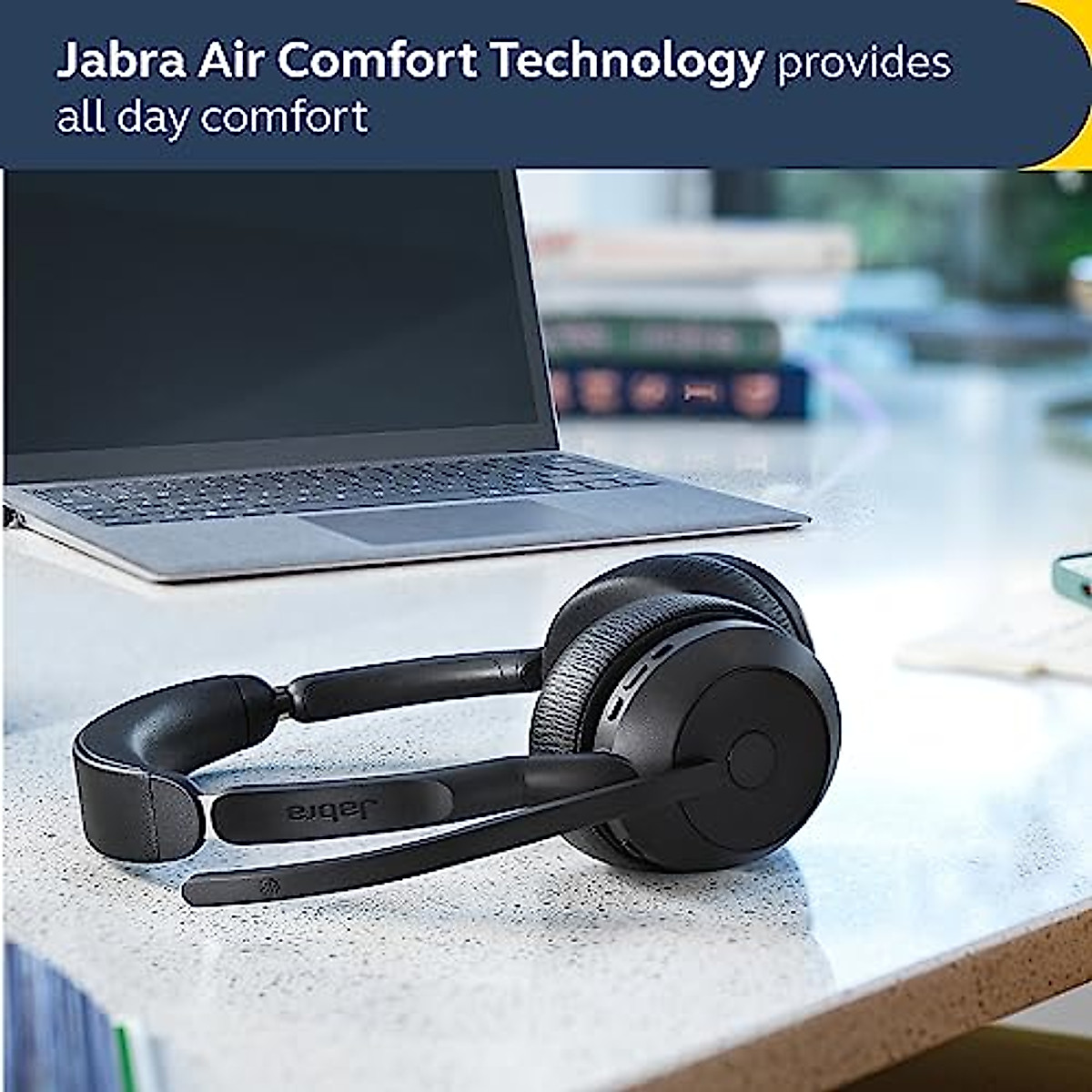 Jabra Evolve2 55 Stereo Wireless Headset - Features AirComfort Technology, Noise-Cancelling Mics & Active Noise Cancellation - Works with UC Platforms Such as Zoom & Google Meet - Black