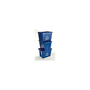Rubbermaid Commercial 571473Be Stacking Recycle Bin Rectangular Polyethylene 14Gal Blue