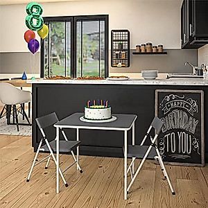 CoscoProducts Kid's 3-Piece Activity Set, Table and 2 Folding Chairs, Pinch-Free Design, Easy to Clean, Multi-Purpose, Easy to Assemble, Portable, Great for Snacking, Homework, & Games, Grey