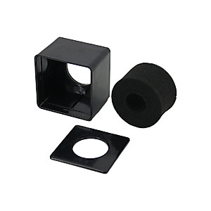 YaeGarden 4-Pack Microphone Flag Station Portable Square Cube Shaped Interview Mic Flag Station Logo Superior ABS Material, Black