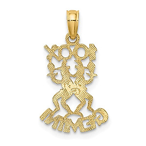 Solid 14k Yellow Gold 100% Gemini Charm Pendant - 19mm x 11mm