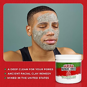 Mayan Magic Mud Powerful Deep Pore Cleansing Calcium Bentonite Clay - Natural Face Mask Peel For Men And Women - USA Made Full Facial Skin Care - Spa Level Beauty Products That Cleanse Skin - 16 Oz