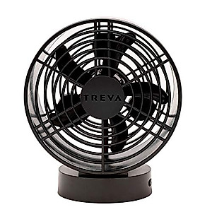 Treva 5" Aromatherapy Diffuser Fan - 2 Speed Air Flow - Faux Wood Design with Reusable Fragrance Pads - Portable USB and Battery Operated Personal Cooling Device
