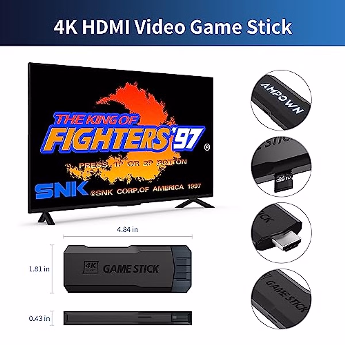 GD20 Game Stick 64G Built in 30,000+ Games, Dual 2.4G Wireless Controllers, Video Game Consoles for 4K 60fps HDMI Output with 20+ Emulators