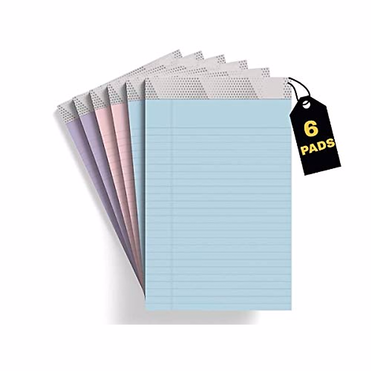 1InTheOffice Legal Pads Narrow Ruled 5x8, Narrow Ruled Note Pad, Assorted Colors, Pastel, 50 Sheets/Pad, 6 Pads/Pack