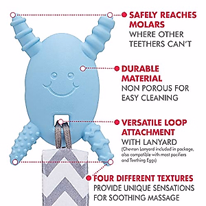 A Baby Registry Must Have - The Teething Egg Blue Bundle - Infant Toys 3-6 Months, Sensory Toys for 0-6 Months, 6-12 months and up for Molar Teething, Baby Boy or Girl up to 18 Months