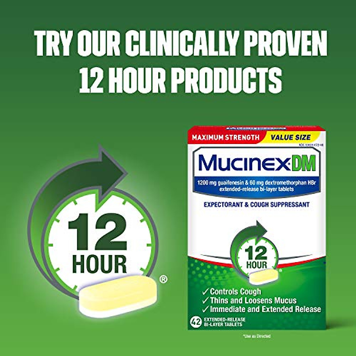 Mucinex Fast-Max Maximum Strength DM MAX, Symptom Relief, Cough Suppressant and Expectorant, Honey & Berry Flavor, 6 FL OZ