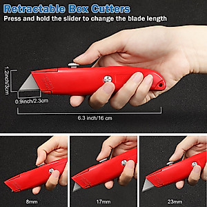 30 Pcs Box Cutter Bulk Retractable Blade Utility Knife Heavy Duty Aluminum Alloy Razor Shell Knife Razor Knife for Cartons, Cardboard and Boxes, DIY, Factory, Home, Office, Craft (Red)
