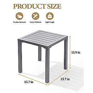 Crestlive Products Aluminum Outdoor Side Table Set of 2, Pool Lounge Chair Side Table, Weather Resistant Small Square Coffee End Table for Patio, Yard, Garden, Porch, Deck, Outdoor