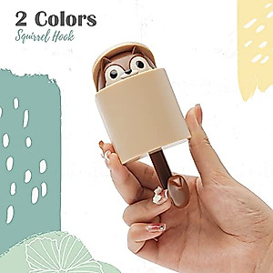 4 Pieces Squirrel Shape Adhesive Hook for Living Room Bedroom ORNOOU Cute Cartoon Creative Home Decoration Wall Hooks