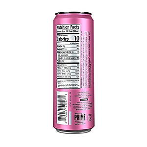 PRIME HYDRATION Energy Drink Strawberry Watermelon, Naturally Flavored, 200mg Caffeine, Zero Sugar, 300mg Electrolytes, Vegan, 12 Fl Oz per Can (Pack of 12)