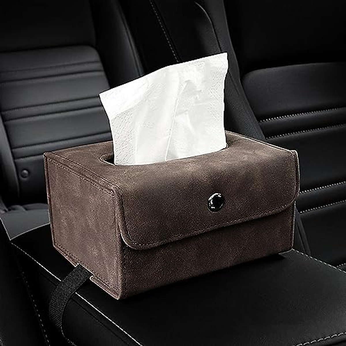 NOTRYA Tissue Box, Car Tissue Box, Suspended Car Seat Backrest Tissue Box (Color : Brown)