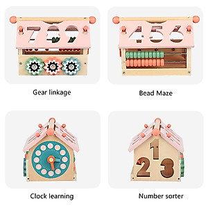 Wooden Toys for 1 Year Old Boys and Girls, Montessori Toys Sorting & Counting Blocks Game Activities Cubes Math Developmental Gifts for Fine Motor Skill