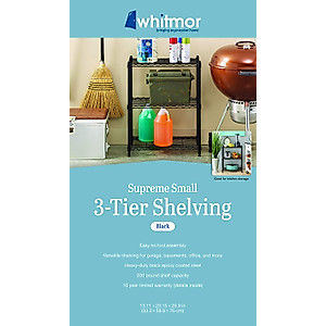 Whitmor Adjustable 3 Tier Shelving with Leveling Feet - Black
