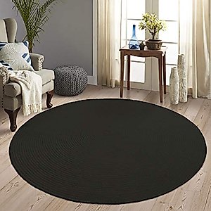 SUPERIOR Reversible Braided Indoor/Outdoor Area Rug, 6' Round, Black