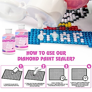sevgili Diamond Painting Sealer Kits 120ML with Brushes, Diamond Art Sealer Puzzle Glue Diamond Painting Accessories and Tools for Adults (4OZ)