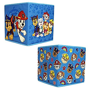 Character World Paw Patrol Officially Licensed Storage Boxes | 2 Pack Foldable Storage Cubes Tower Design | Perfect For Organising Children's Room, Kids Playroom