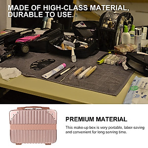 HEALLILY Hand Luggage Suitcase Makeup Suitcase 14 Inch Large Capacity Travel Makeup Train Case Portable Makeup Bag Cosmetic Brush Organizer Artist Storage Bag for Gold and white Makeup Box