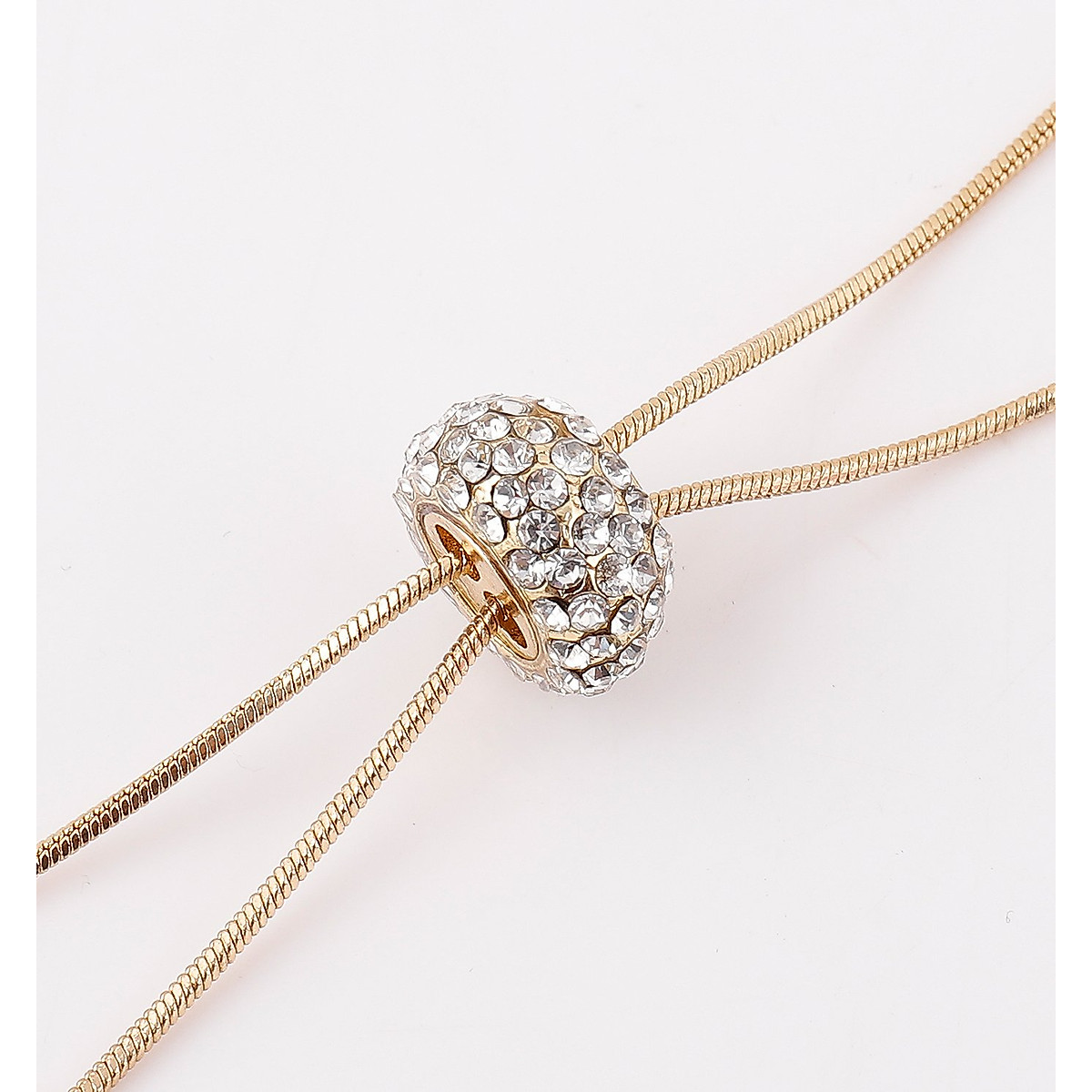 Tassel Pendant Lariat Y Necklace Long Snake Chain Necklaces with Adjustable Crystal Slider Ball