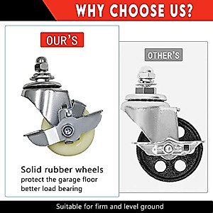 RYFT Car Dollies Heavy Duty Tire Car Skates Wheel Car Vehicle Car Moving Dolly with Brakes 6000lbs Capacity, Red, Set of 4