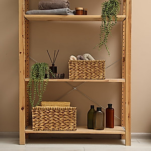 Wicker Baskets, Wicker Storage Baskets for Organizing Shelves, Waterproof Plastic Rattan Wicker Baskets for Storage, Woven Pantry Baskets, 2-Pack