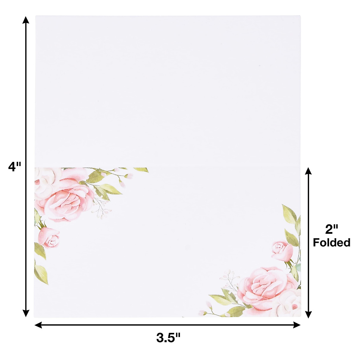 100 Floral Place Cards Pink Paper Peony Flower Wedding Seating Name Card Table Setting Folded Tent Cards for Baby Shower Dinner Weddings Reception Tables Placement Party Decorations 2 x 3.5 Inch