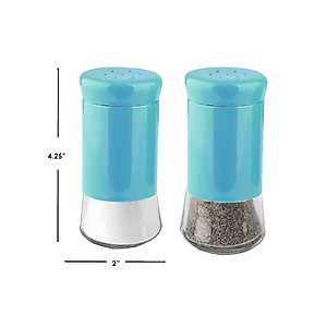 Home Basics Essence Collection Salt and Pepper Shaker Set, Turquoise Blue