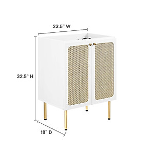 Modway Chaucer 24” Bathroom Vanity Cabinet in White (Sink Basin Not Included), 30 Inches