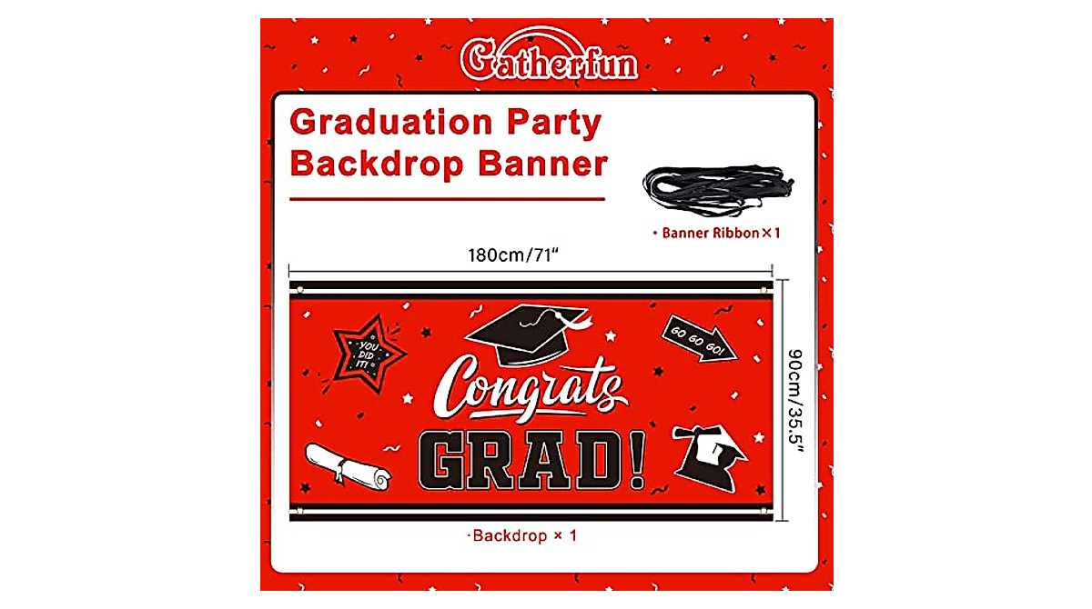 Graduation Backdrop Banner Red for 2023 Celebration | Gatherfun