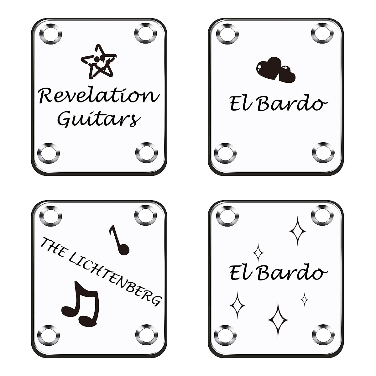 Custom Engraved Text/Name Guitar Neck Plate Personalized Plate Plain with Crews Chrome for ST Strat Tele Basses Replacement for Electric Guitar Accessories Gifts