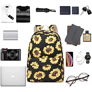 Pawsky Travel Laptop Backpack for Women Teen Girls School Backpack College Bookbag Casual Daypacks with Lunch Box and Pencil Case, Sunflower