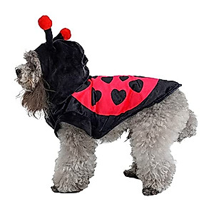 Mogoko Ladybug Dog Costumes, Pet Halloween Cosplay Hoodies, Adorable Ladybird Cat Costume,Animal Fleece Hoodie Warm Outfits Clothes