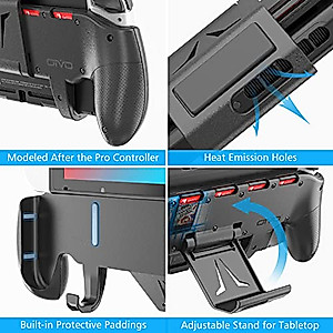 Switch Grip with Upgraded Adjustable Stand, Compatible with Nintendo Switch & OLED, OIVO Asymmetrical Grip with Adjustable Stand and 5 Game Slots-4 Thumb Caps Included