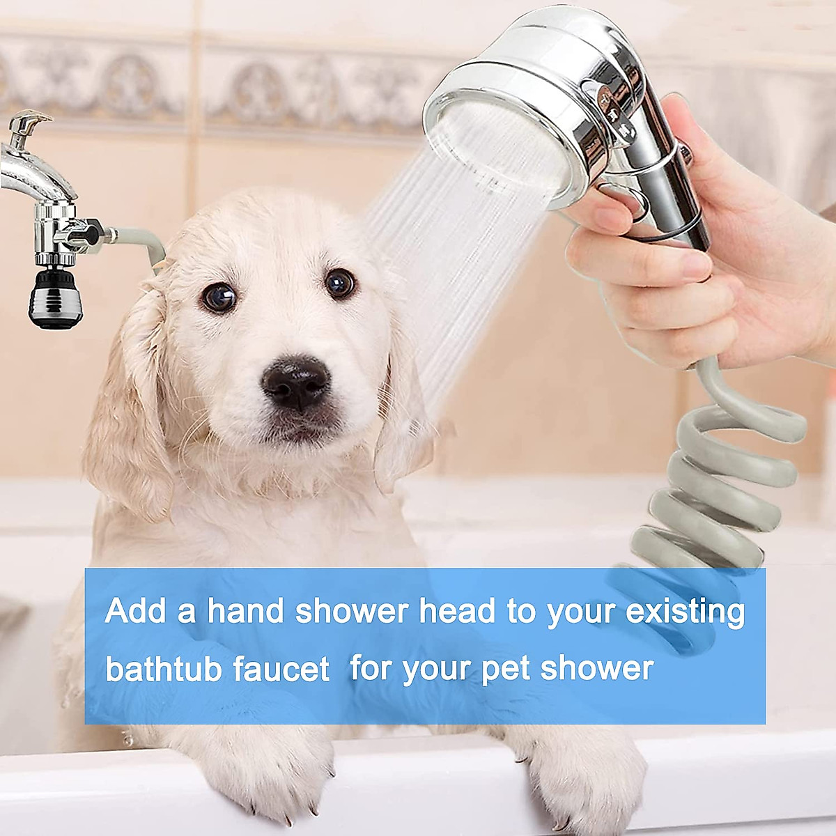 MOSELNY Sink Faucet Sprayer Attachment,Sink Shower Sprayer Attachment Set To Tub Faucet,ON/OFF Shower Head with (5 adapters),Sink Extension Hose Sprayer for Laundry Bathroom Kitchen