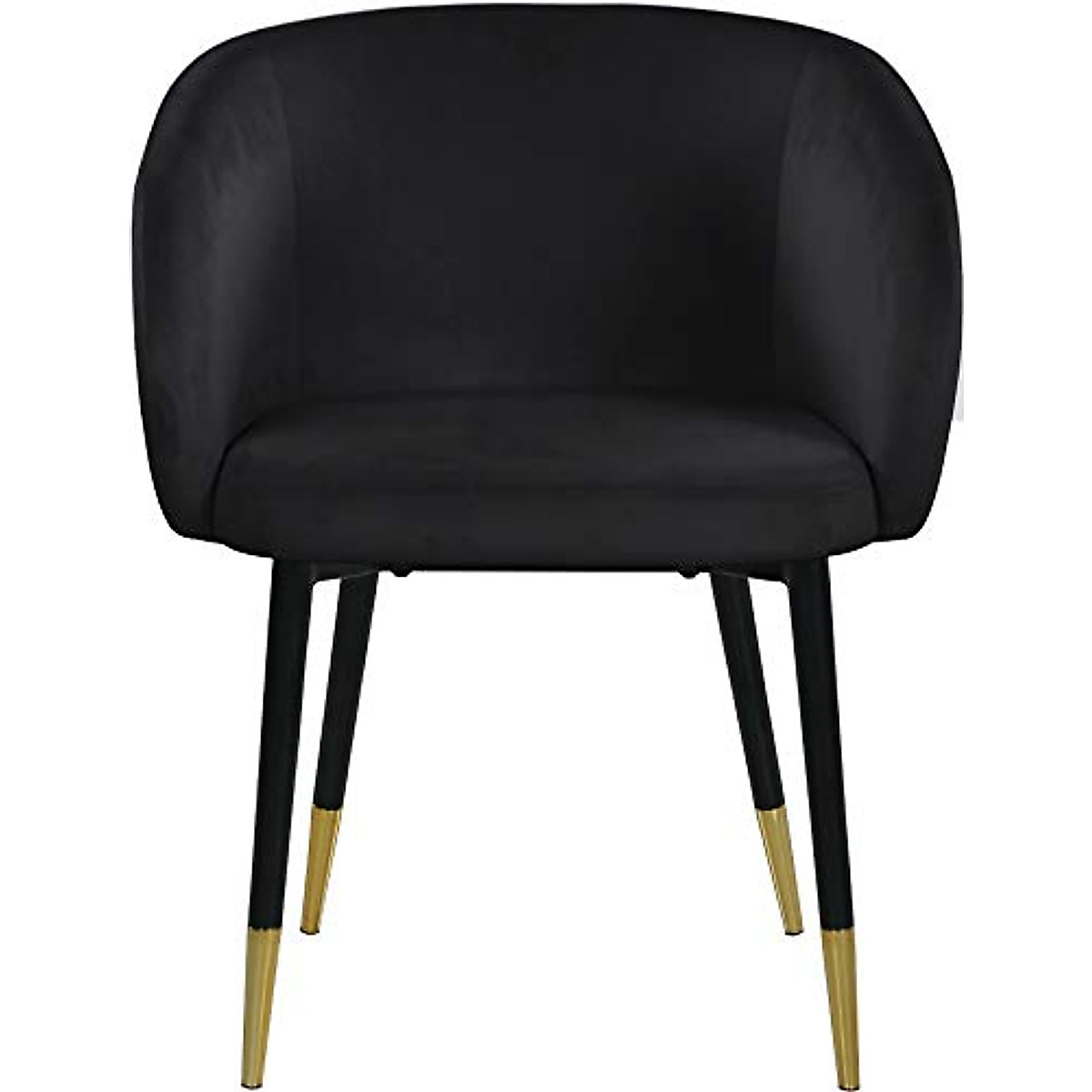Meridian Furniture Louise Collection Modern | Contemporary Velvet Upholstered Dining Chair with Gold Tipped, Black Metal Legs, 24" W x 23.5" D x 30" H