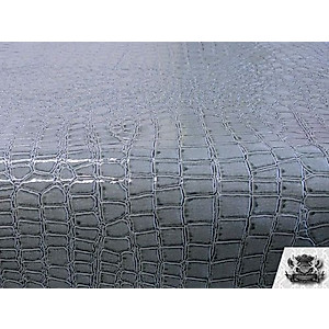 Vinyl Crocodile Gray Fake Leather Upholstery Fabric by The Yard