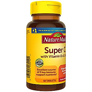 Nature Made Super C with Vitamin D3 and Zinc, Dietary Supplement for Immune Support, 60 Tablets, 60 Day Supply