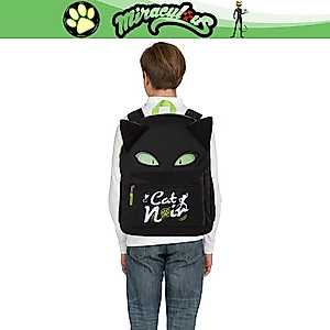 Miraculous Ladybug Cat Noir Backpack for Girls and Boys, 16 inch, Black