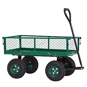 Wagon Cart Heavy Duty Garden cart with Wheels Utility Yard Wagon with Removable Sides with a Capacity of 650 lb, Green