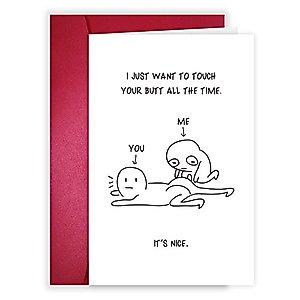 Naughty Touch Your Butt Love Card, Cheeky Anniversary Card for Him Her, Romantic Valentine's Day Card