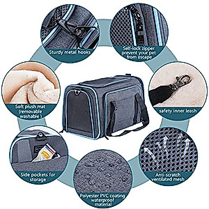 Petsfit Expandable Cat Carriers Small Dog Carrier, Airline Approved Soft-Sided Portable Washable Pet Travel Carrier with Two Extension for Kittens,Puppies,Rabbits