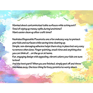 Disposable Placemats for Baby Toddler and Kids Travel Pack 12" x 18" Stick-On 20 Plastic Table Toppers Restaurant Indoor Outdoor Protection Dino Design