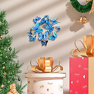 Somotersea 24Pcs 3D Butterfly Wall Decor Removable Butterfly Decoration for Girls Room Butterflies Decals Birthday Party Decorations Kids Bedroom Butterfly Stickers Magnets Blue
