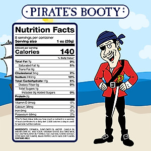 Pirate's Booty Crunch Attack, White Cheddar Cheese Puffs, Gluten Free, Crunchy Snack for Kids, 8oz Grocery Size Bag