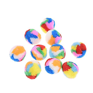 Towashine 10Pcs Small Assorted Color Kitty Yarn Puffs Cat Toys Cat Chase Balls 1.37" Diameter